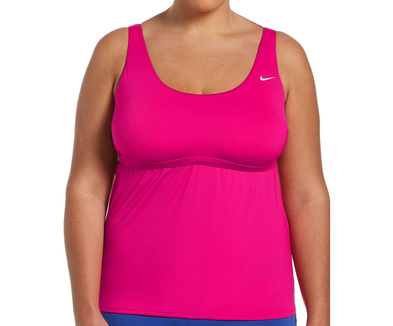 Nike Womens Plus Size Solid Essential Scoop Neck Tankini Top