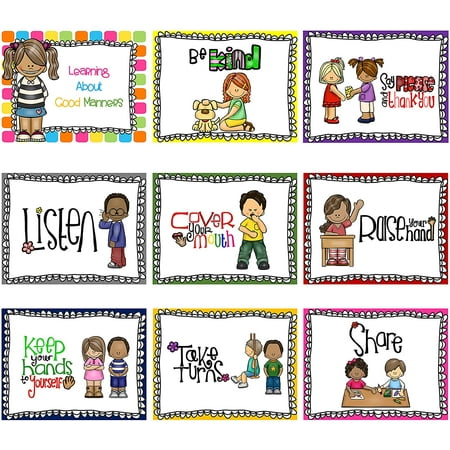 9 Classroom Rules Posters Classroom Bulletin Board Decorations Set Good ...