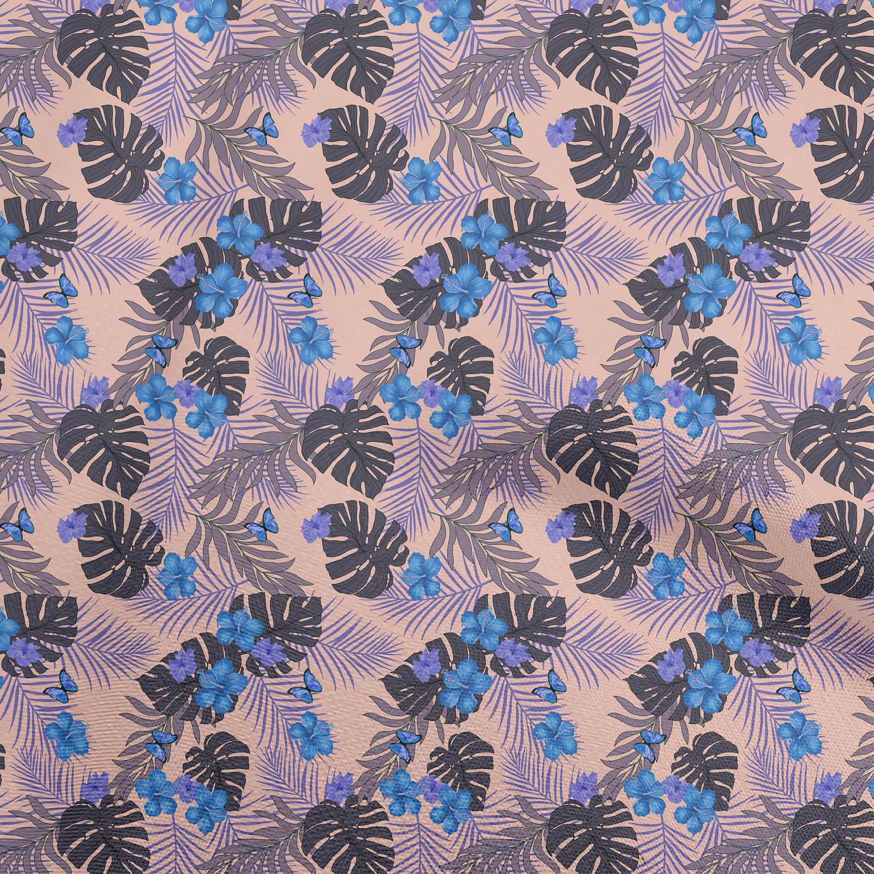 oneOone Cotton Poplin Pink Salmon Fabric Tropical Dress Material Fabric ...
