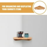 Worgeous 2pcs Wood Fan-Shaped Wall Mounted Corner Shelf Storage Rack ...