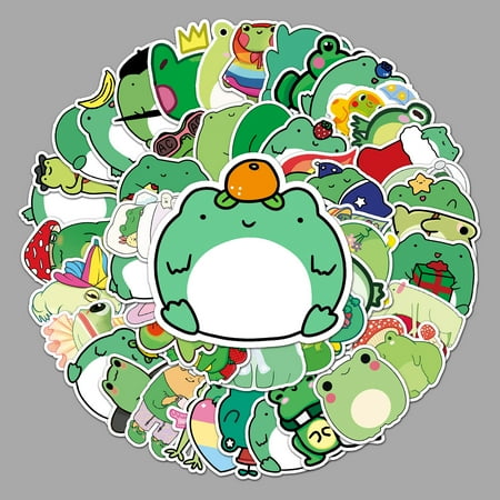 SHAR 50 Cartoon Frog Stickers, Frog Stickers for Kawaii Kids, Teens ...