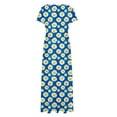 GNFQXSS Women's Short Sleeve Printed Round Neck Maxi Dress Pull On ...