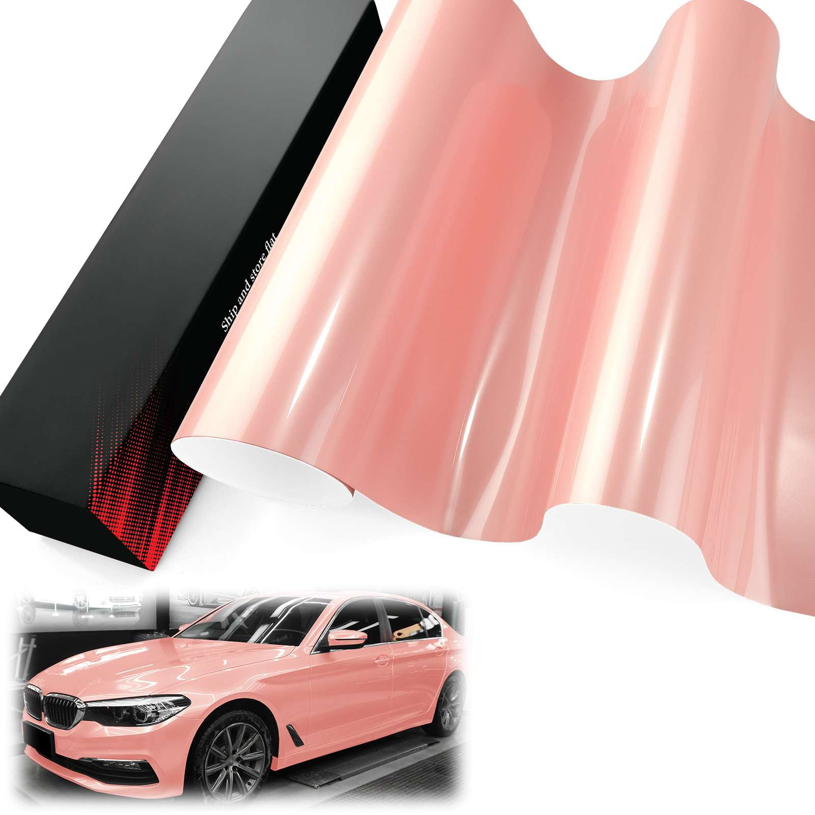 PET Liner Vinyl Super Gloss Pearlescent Sakura Pink Automotive Wrap Car ...