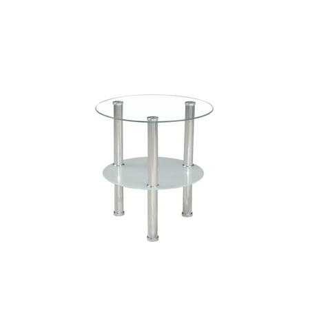 Round Glass 2 Tier Side Table Accent Table Stand, White | Walmart Canada