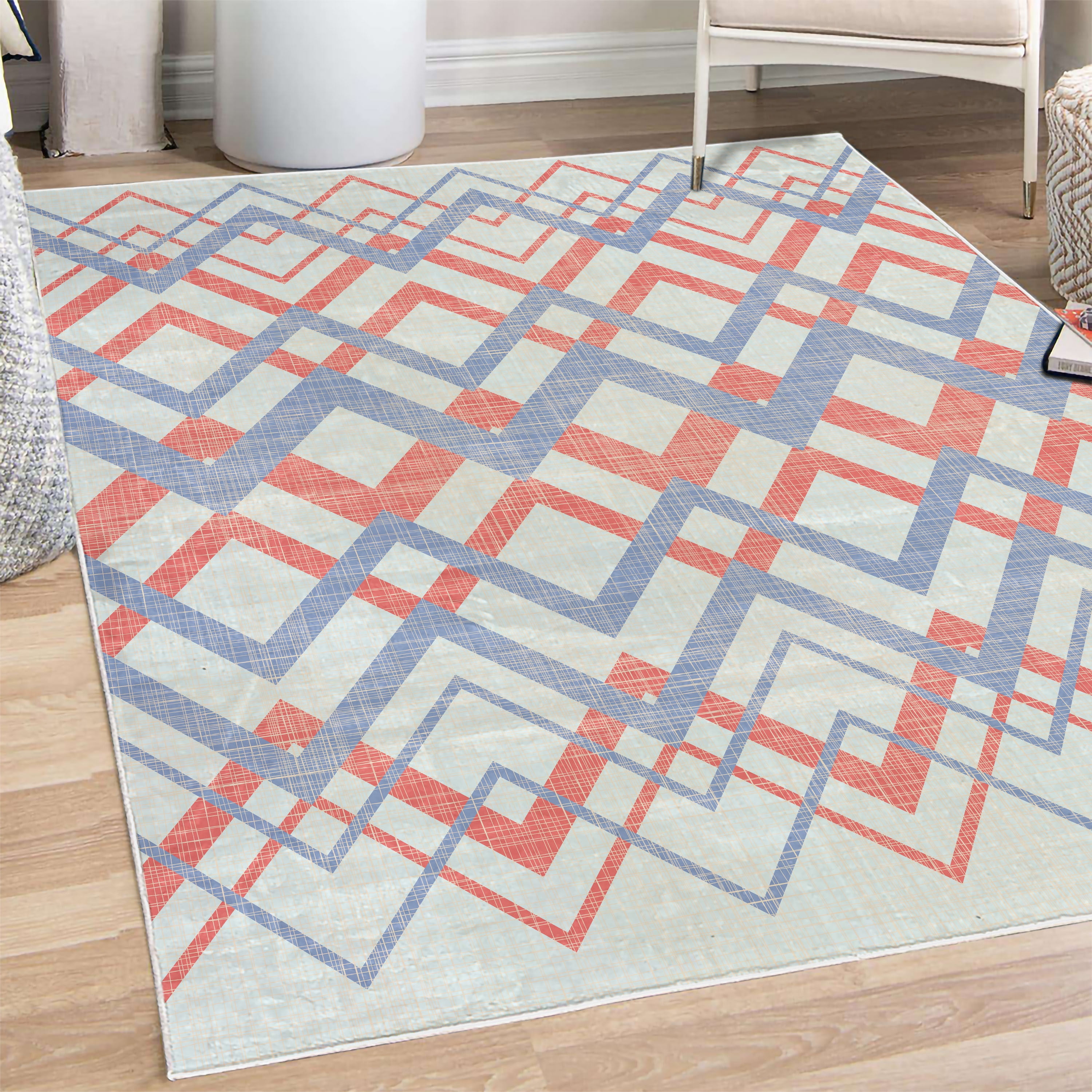 Chevron Decorative Rug, Vintage Overlapping Zigzag Lines Thin and Thick ...