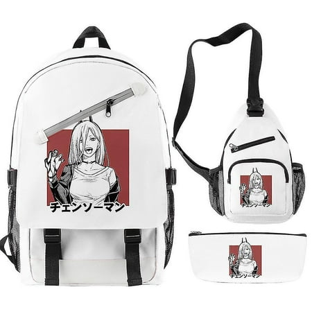 3 Pcs/set Chainsaw Man School Bag 3d Print Anime Satchel Students ...