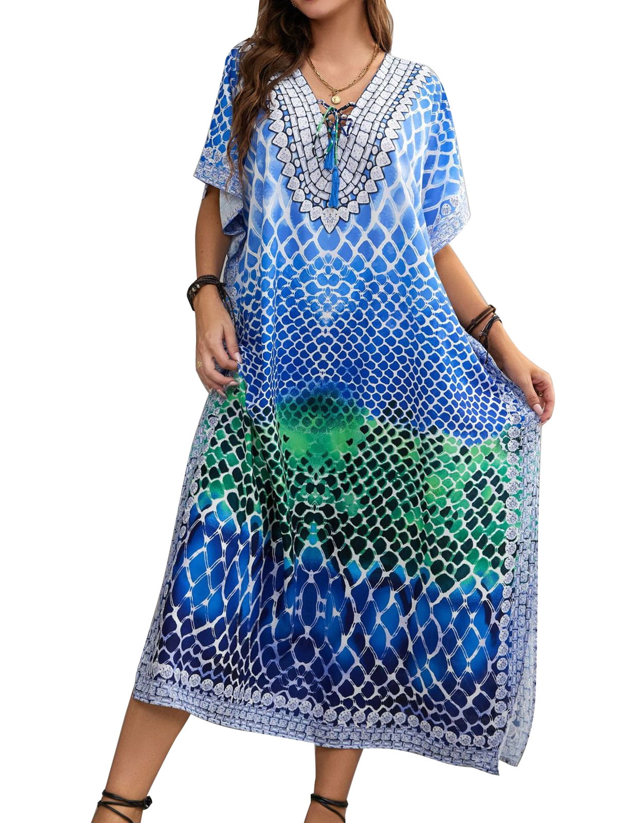 Plus Size Swimsuit Cover Up for Women Vintage Print Bathing Suit Cover ...