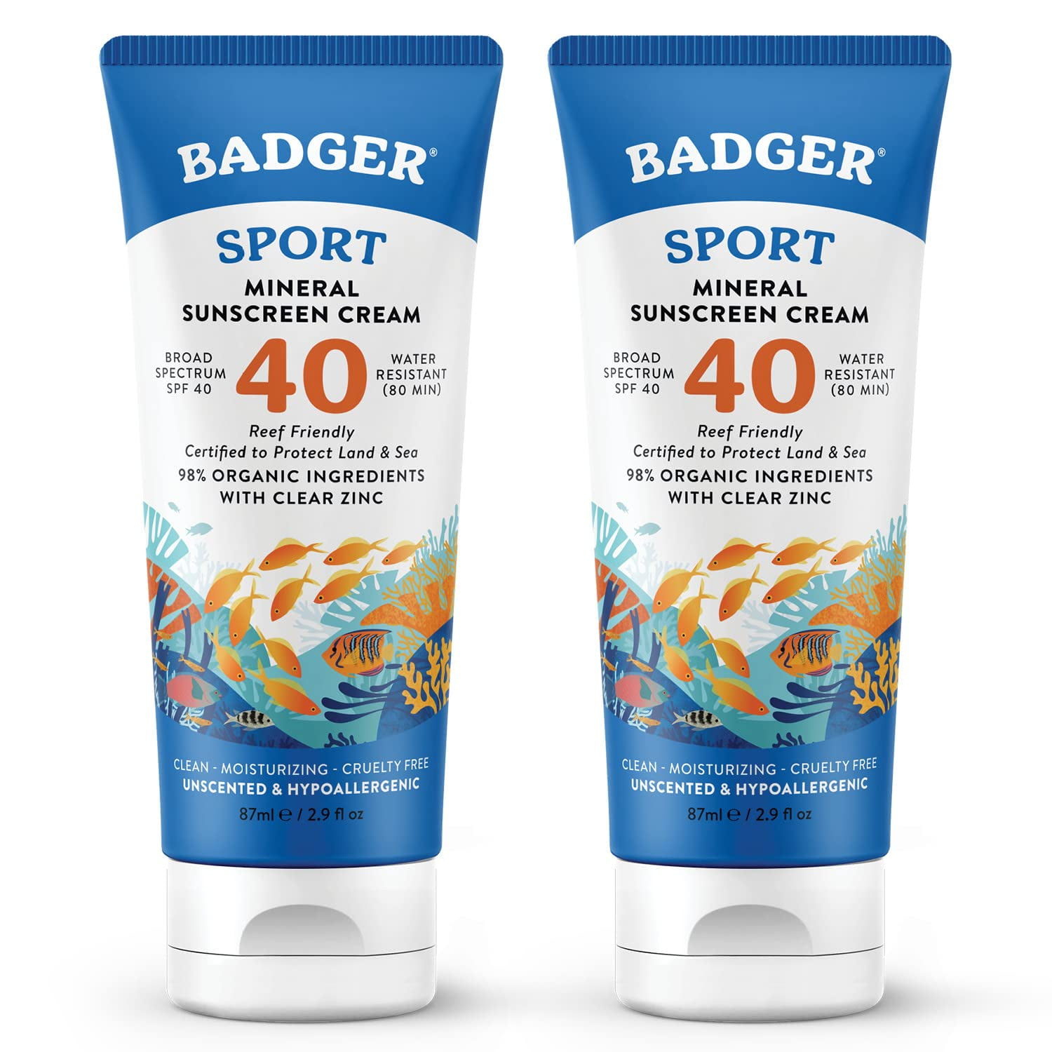 Protector solar Badger Reef Safe SPF 40 Sport 85 ml (paquete de 2 ...