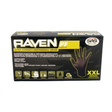 SAS Safety 66518 Raven Powder-Free Black Nitrile 6 Mil Gloves, Large ...