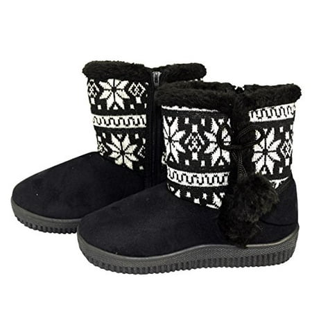 Peach Couture Faux Suede Fleece Lined Snowflake Kids Winter Snow ...