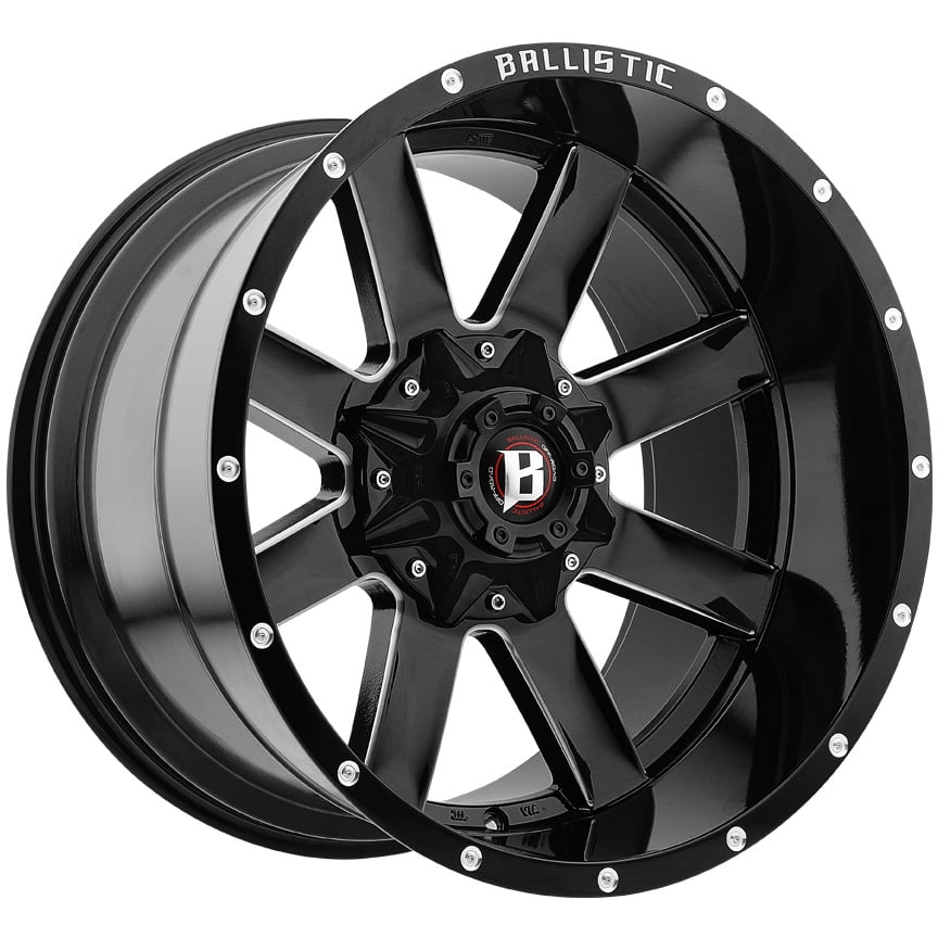 20" Gloss Black With Natural Accents 959 Rage Wheel by Ballistic Wheels ...