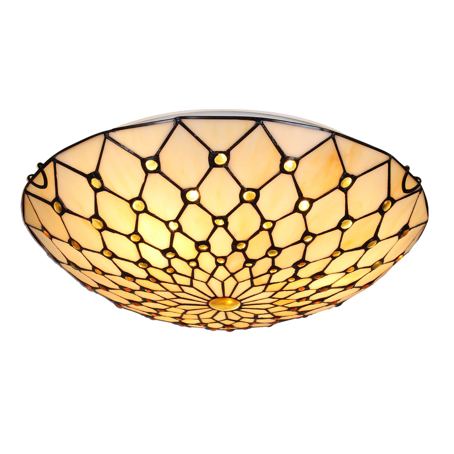 CHLOE Lighting PRISMA Tiffany-style 2 Light Semi-flush Ceiling Fixture ...