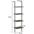 Ladder Shelf 4 Tiers Metal Industrial Bookshelf,Brown Wood Tall Open ...