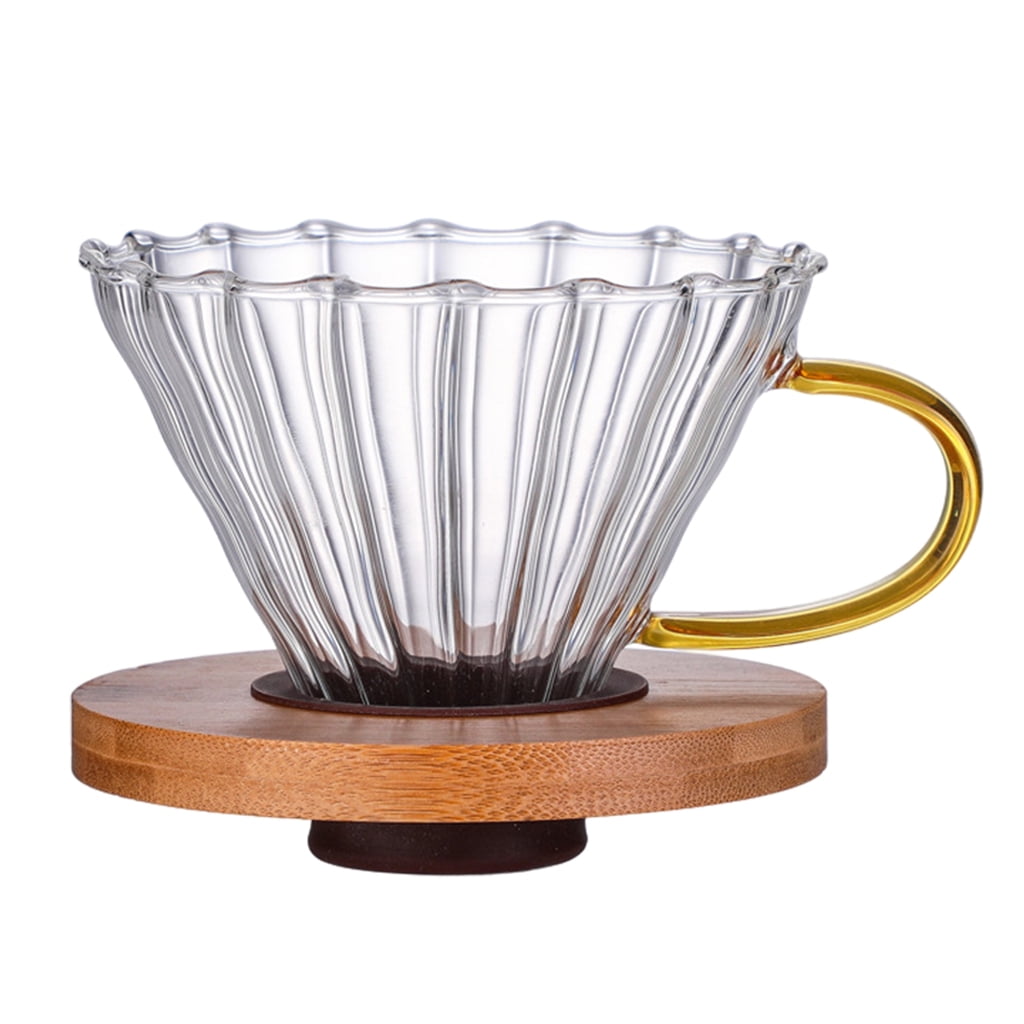 Reusable Glass Coffee Dripper Cone Coffee Maker with Wooden Pallet ...
