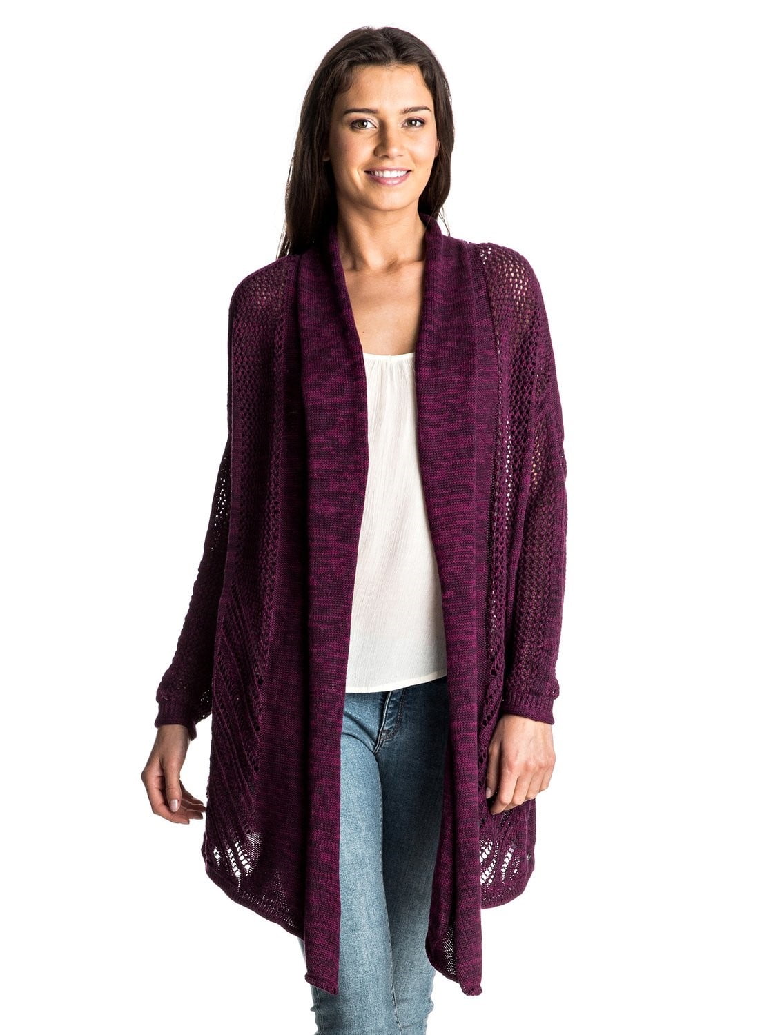 Roxy Junior's Take Stock Cardigan Sweater, Potent Purple/Raspberry ...