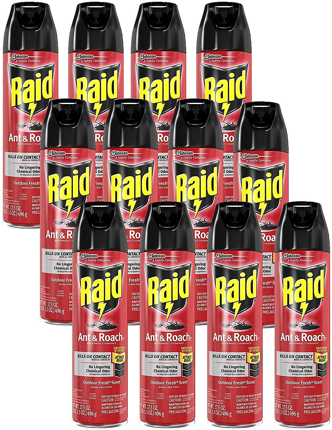 Raid Ant & Roach Killer Outdoor Fresh Scent, 17.5 OZ Pack - 12 ...
