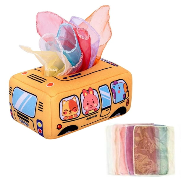 Sensory Pull Along Tissue Box Bus Drawer Silky Tissue for Montessori ...