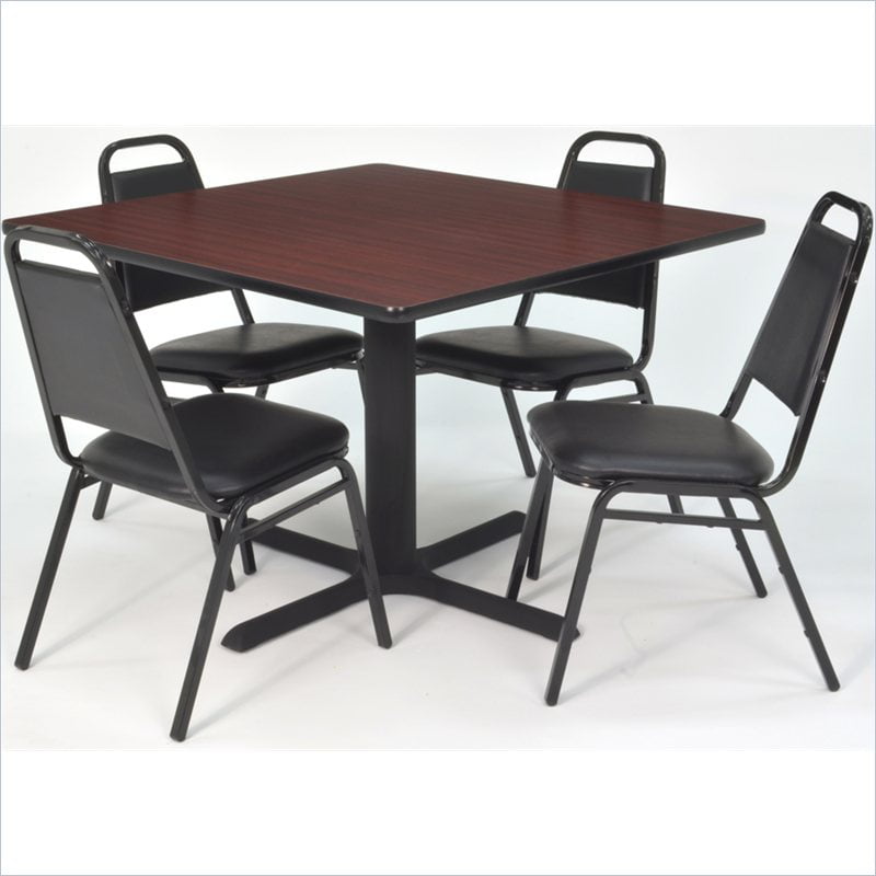 Cain 42 Square Breakroom Table Multiple Colors And 4 Black Restaurant Stack Chairs Multiple
