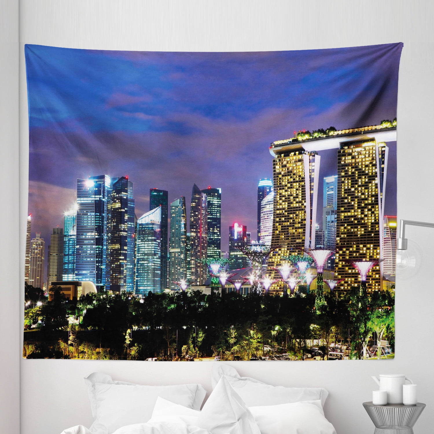 Travel Tapestry, Singapore Cityscape at the Night Modern Architecture ...