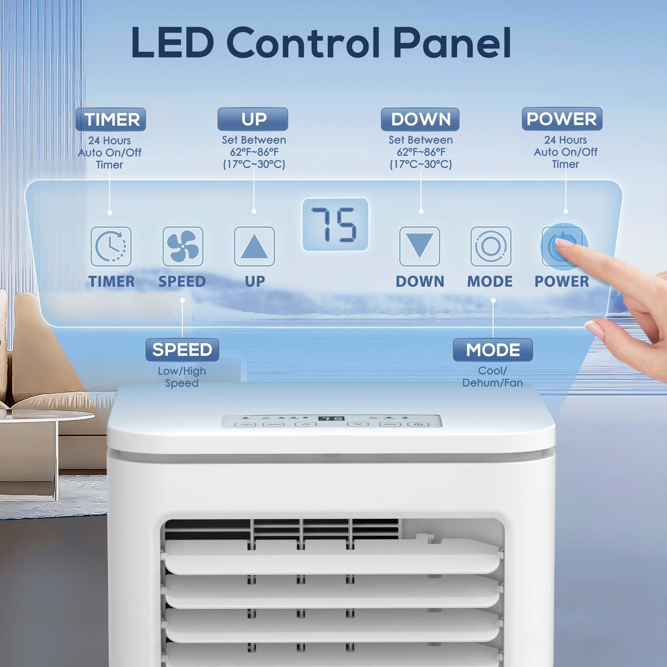 Auseo 5000btu 8000 Btu Ashrae Portable Air Conditioner 250 Sq Ft 3 In