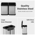 10 Gallon Dual Trash and Recycling Bin, Open Top 40L(2x20L) Fingerprint Proof Stainless Steel ...