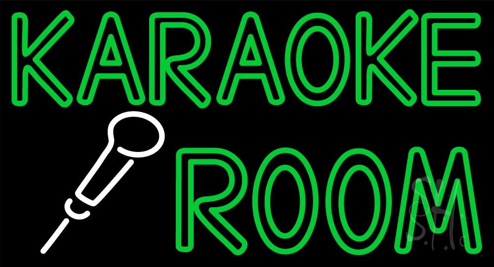 Green Karaoke Rooms LED Neon Sign 13" Tall x 24" Wide - inches Black ...