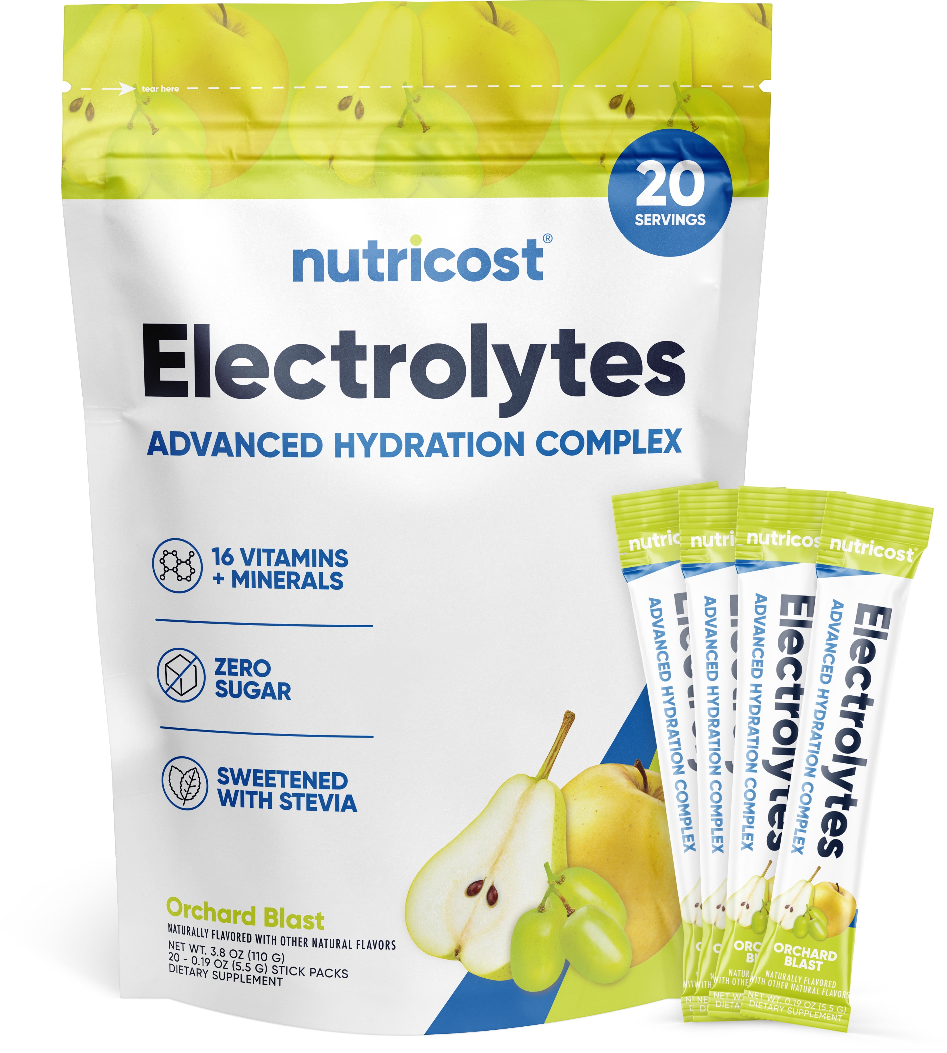Nutricost Electrolytes Powder Hydration Packets (Orchard Blast, 20 ...