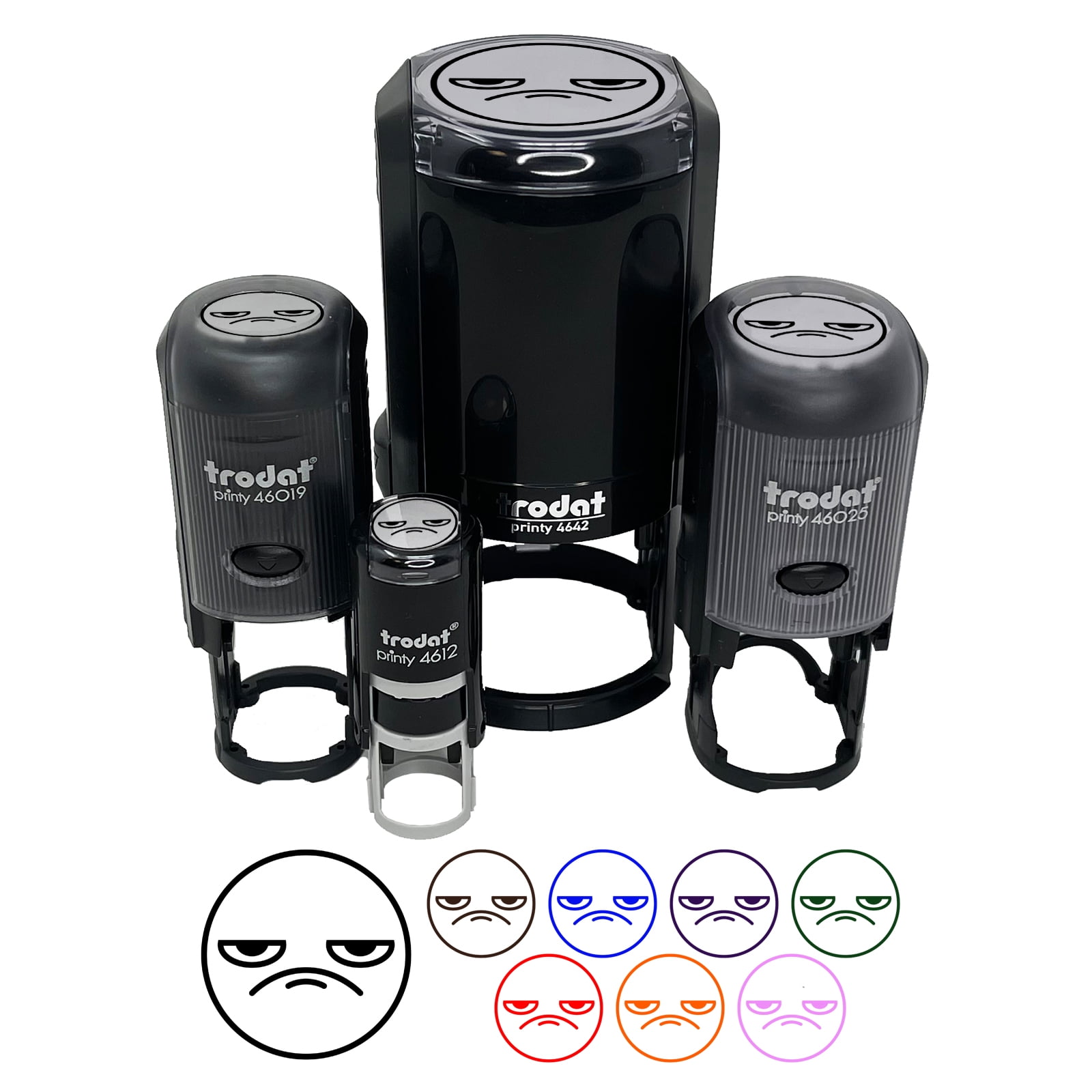 Kawaii Cute Grumpy Meh Face Self-Inking Rubber Stamp Ink Stamper ...