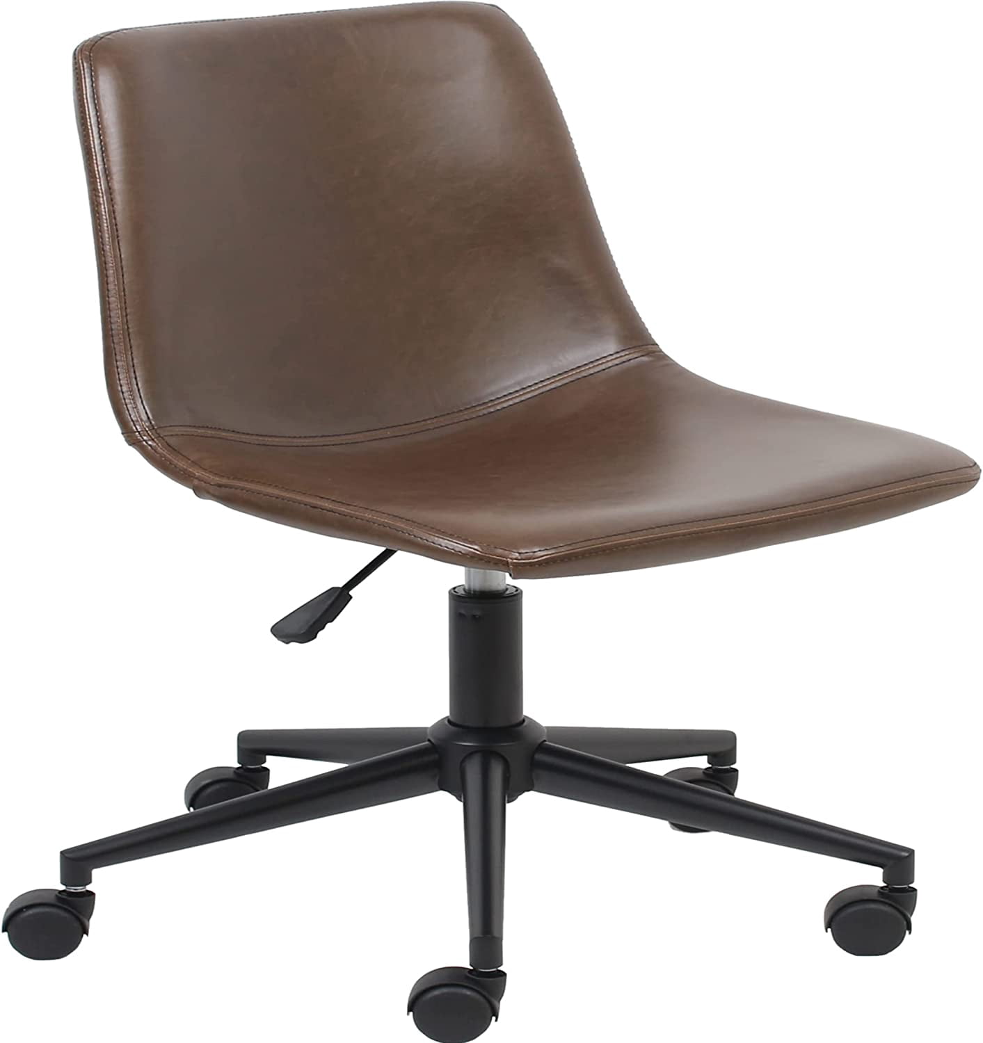Mid Back Faux Leather Task Home Office Desk Modern Vanity Wheels Black ...
