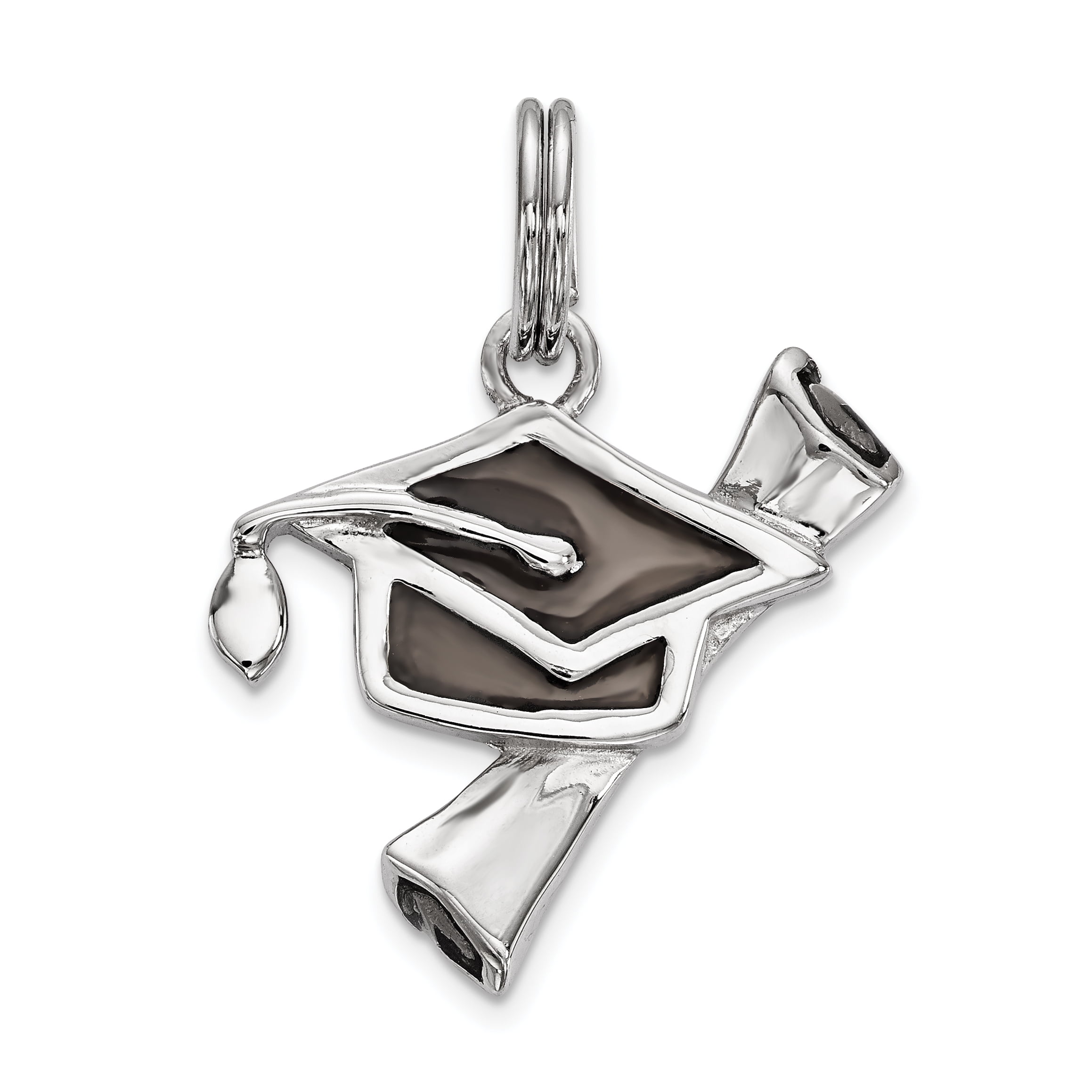 Sterling Silver Enamel Graduation Cap & Diploma Charm - Walmart.com