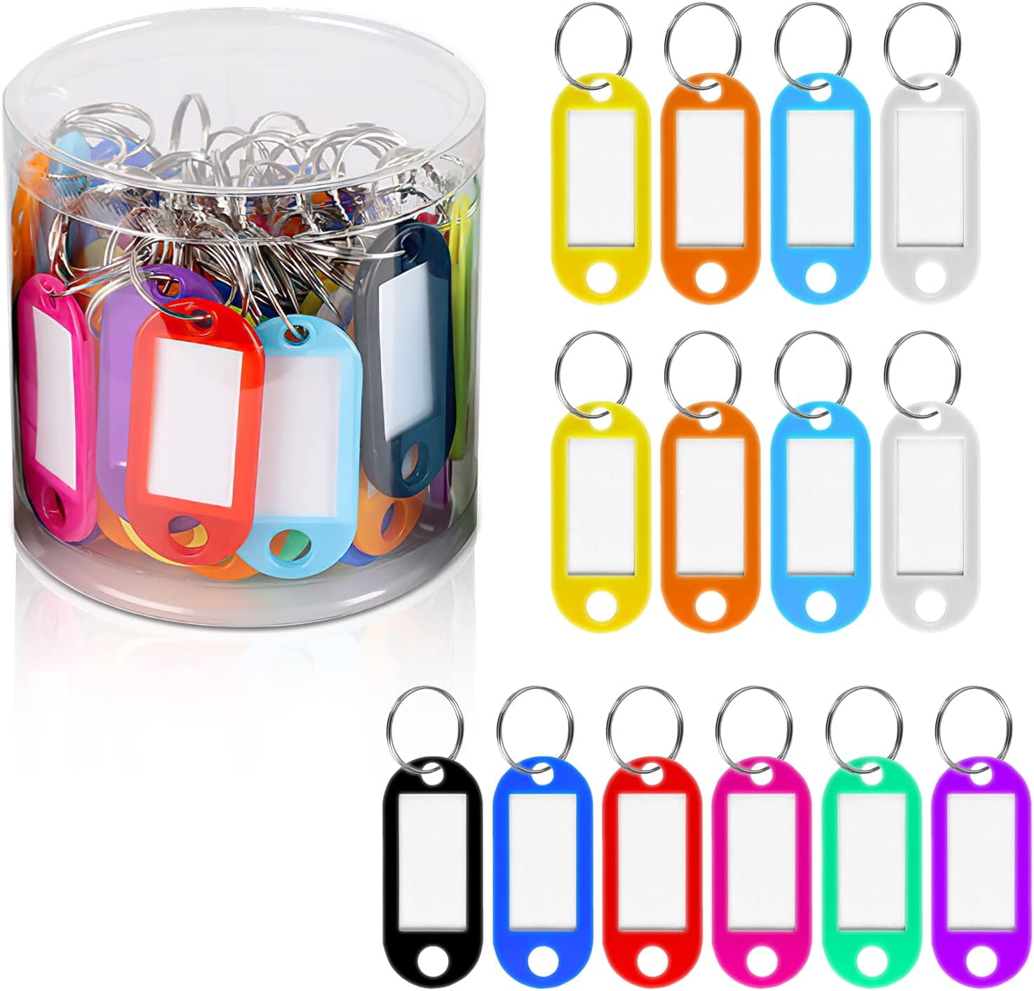 50 Pcs Key Tags with Ring and Label Window, Key Chain ID Tags with ...
