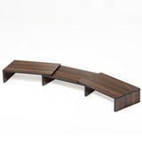 FITUEYES 3 Shelf Monitor Stand, Adjustable Length and Angle, Brown Wood ...