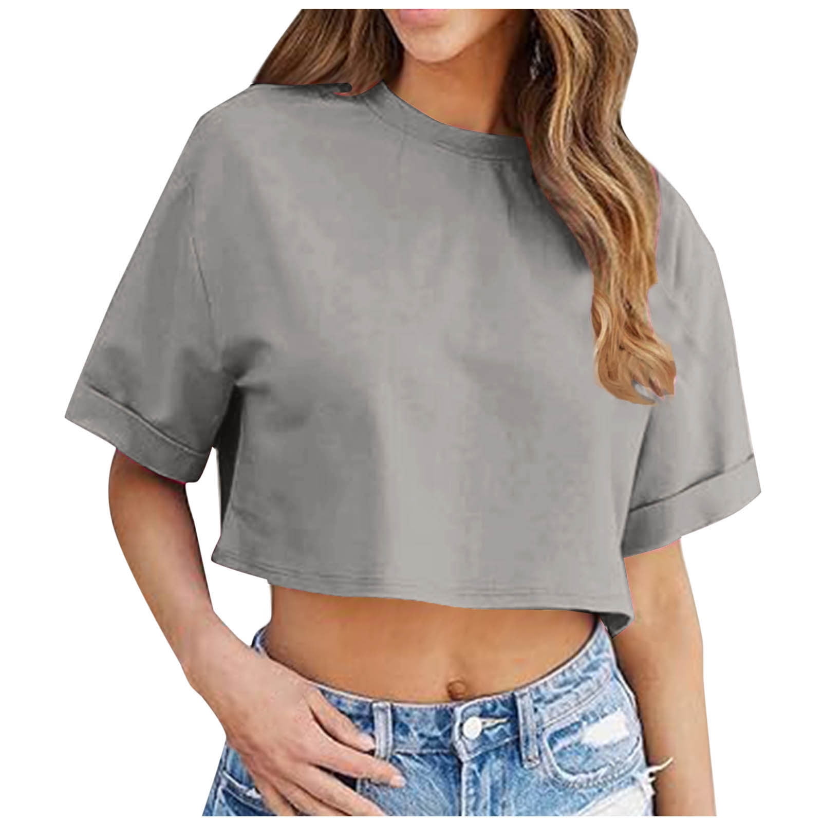 Click here for Akoee Crop Tops For Women Trendy Summer Short Slee... prices