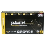 SAS Safety 66518 Raven Powder-Free Black Nitrile 6 Mil Gloves, Large ...