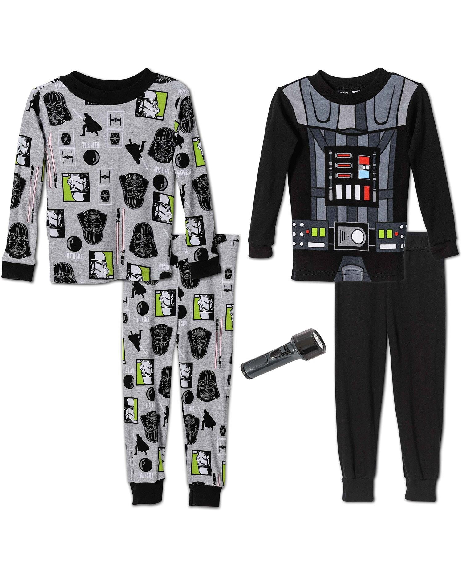 Star Wars Boys' Vader 4 Piece Cotton Pajama Set, Sizes 4-10, Black/Gray ...