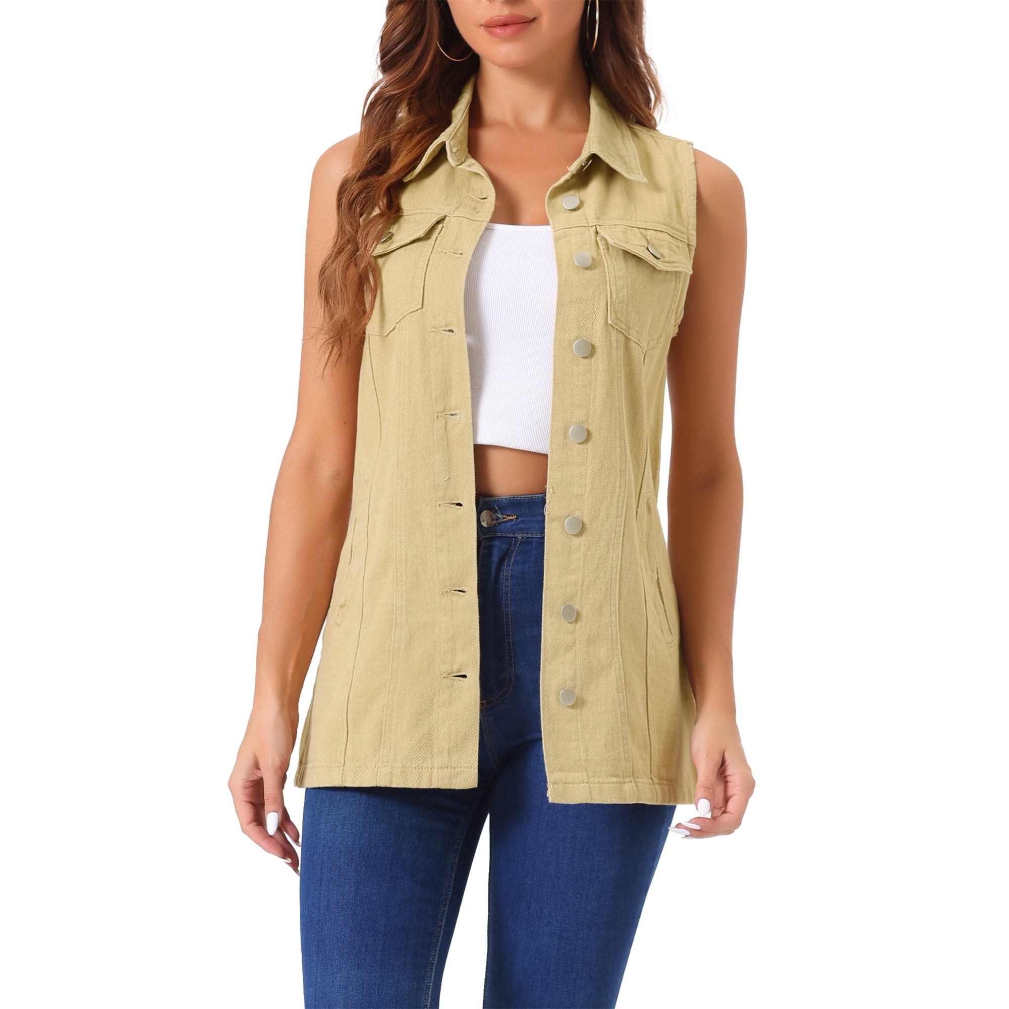 Click here for Inspire Chic Womens Denim Vest Sleeveless Button D... prices
