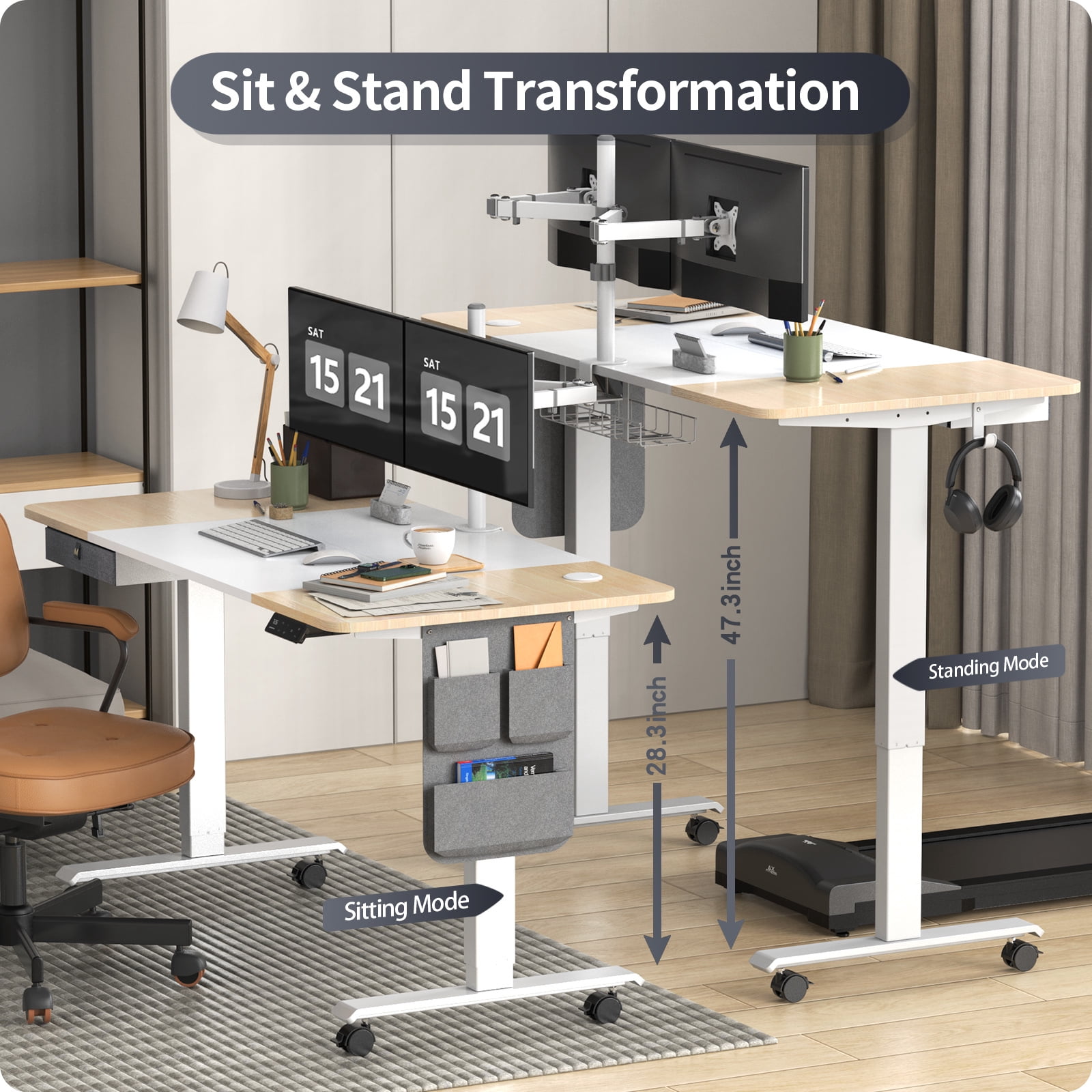 Buy Maidesite 48 inch Electric Standing Desk Adjustable Height, Stand ...