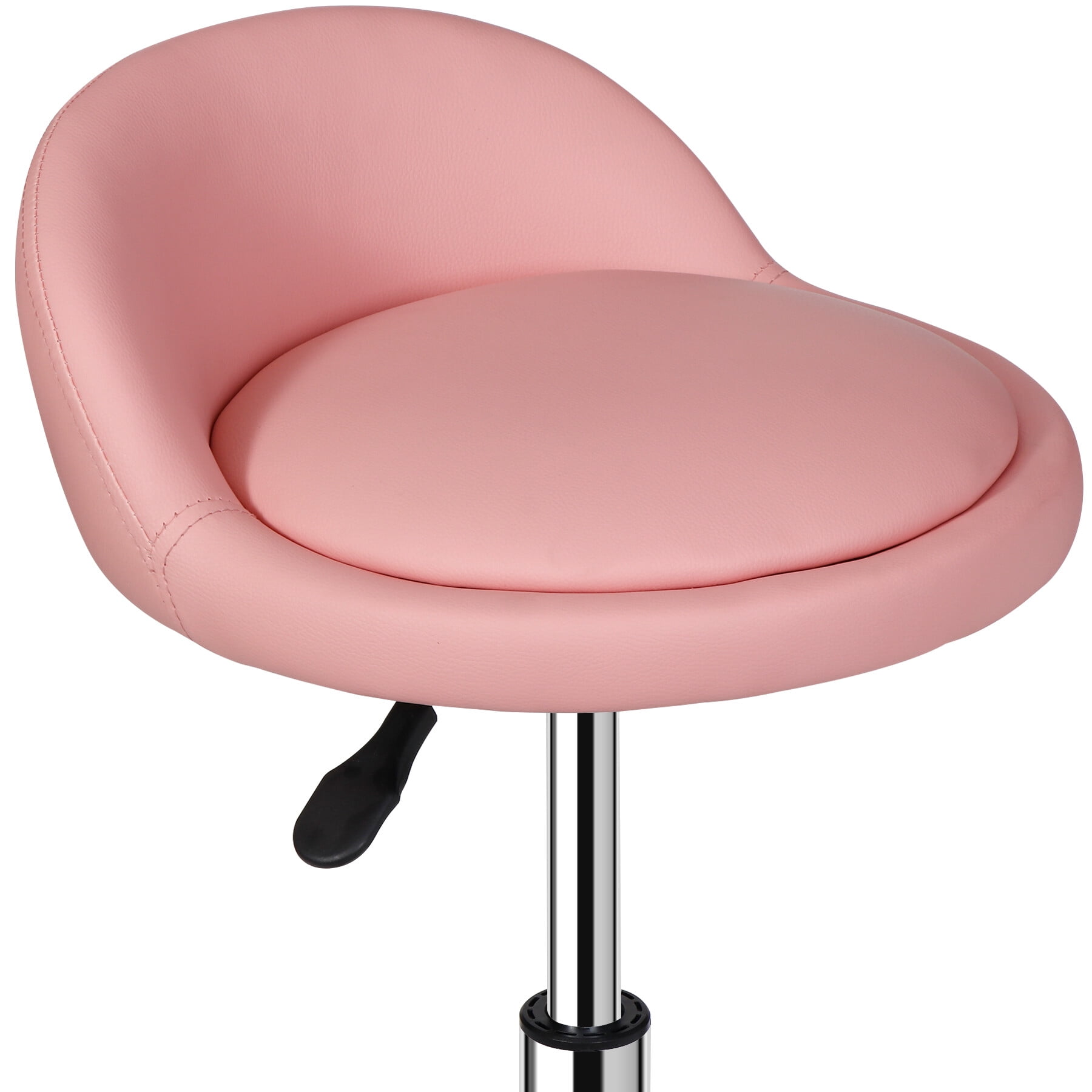 HomGarden Pink Swivel Salon Stool with Backrest Adjustable Height Wheels 330lbs Capacity for Home Office Walmart