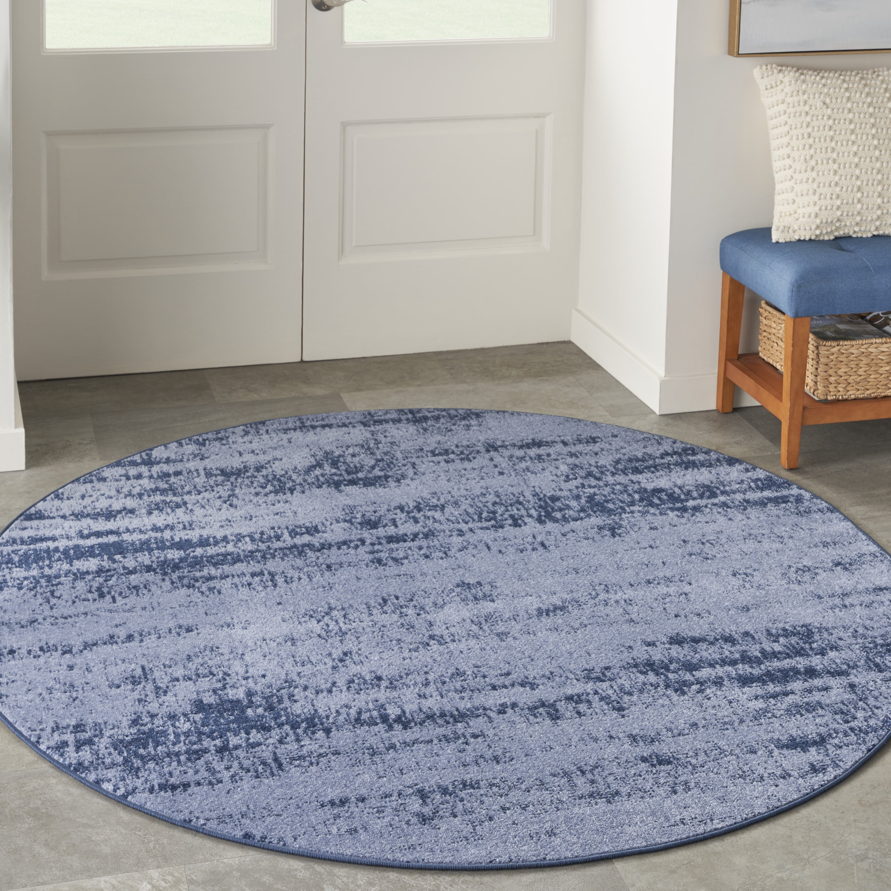 Nourison Essentials Indoor/Outdoor Denim 6' x round Area Rug, (6 Round ...