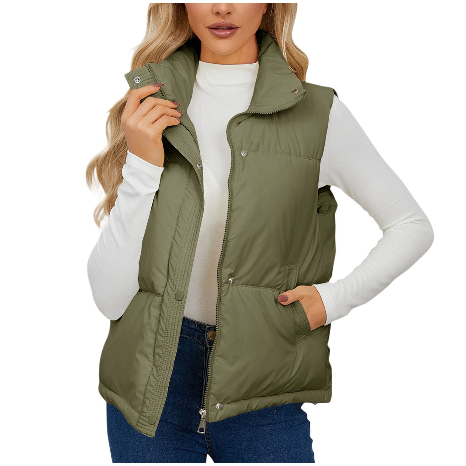 Click here for Pisexur Womens Winter Vest Solid Color Warm Puffer... prices