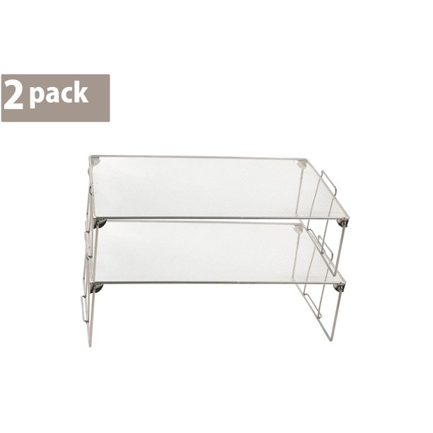 Ybm Home Stackable Mesh Shelf Silver Storage Rack for Kitchen/Office ...