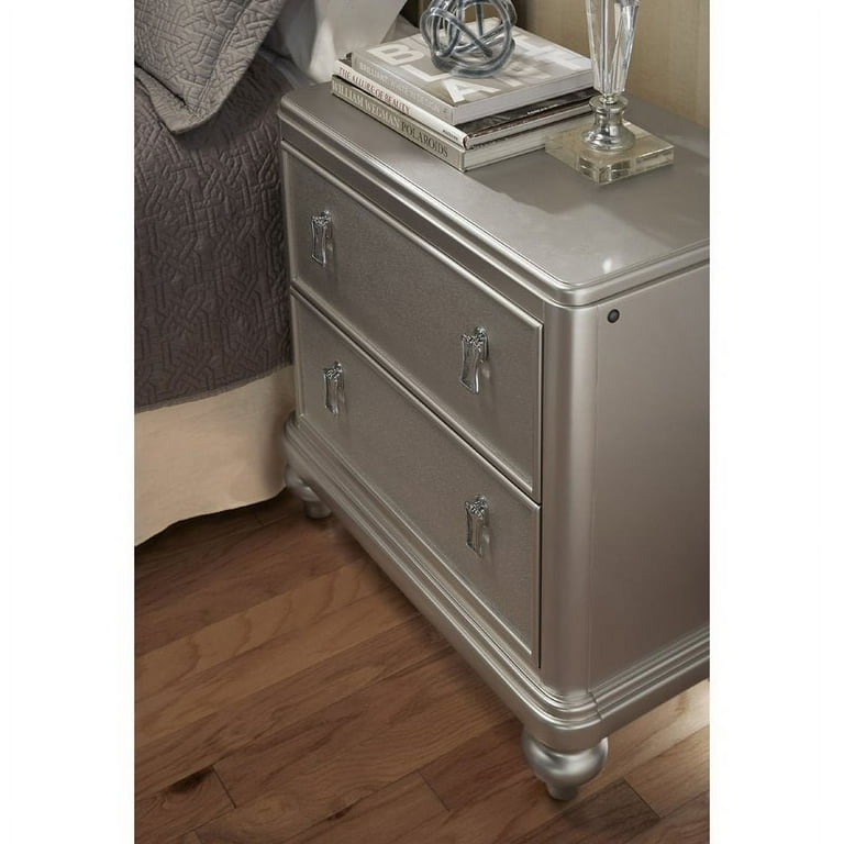 Diva Nightstand in Platinum Silver