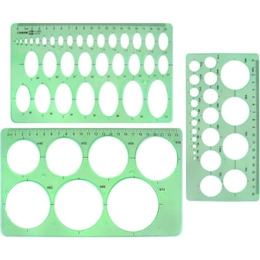 2pcs Plastic Drawing Templates Geometric Rulers Polygon Triangle Circle ...