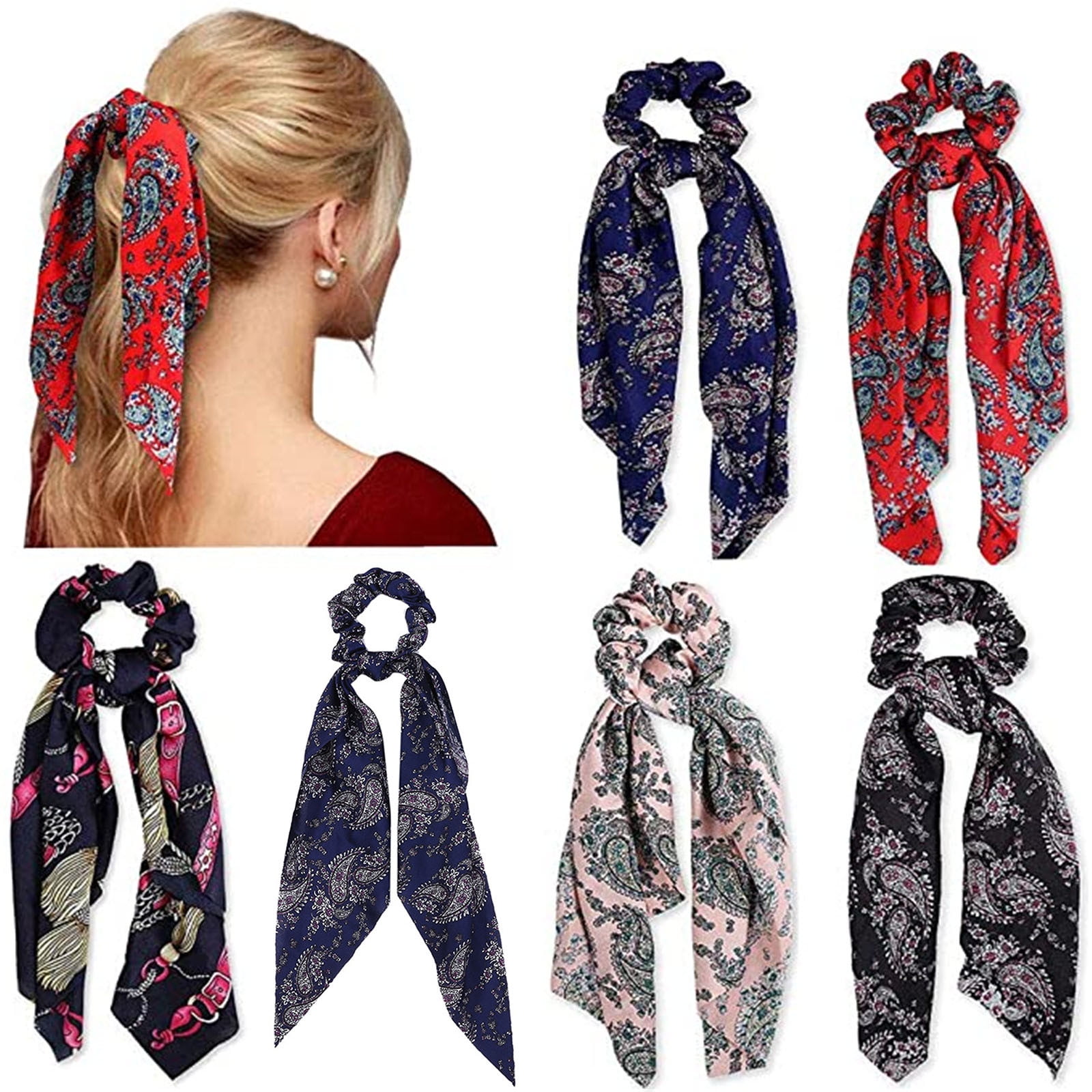 Headbands For Ladies,6Pcs Ladies'S New Print Streamers Hair Ring Ladies ...