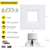 4 Inch Square LED Retrofit Downlight (12 Pack), 11W 120V 750 Lumens ...