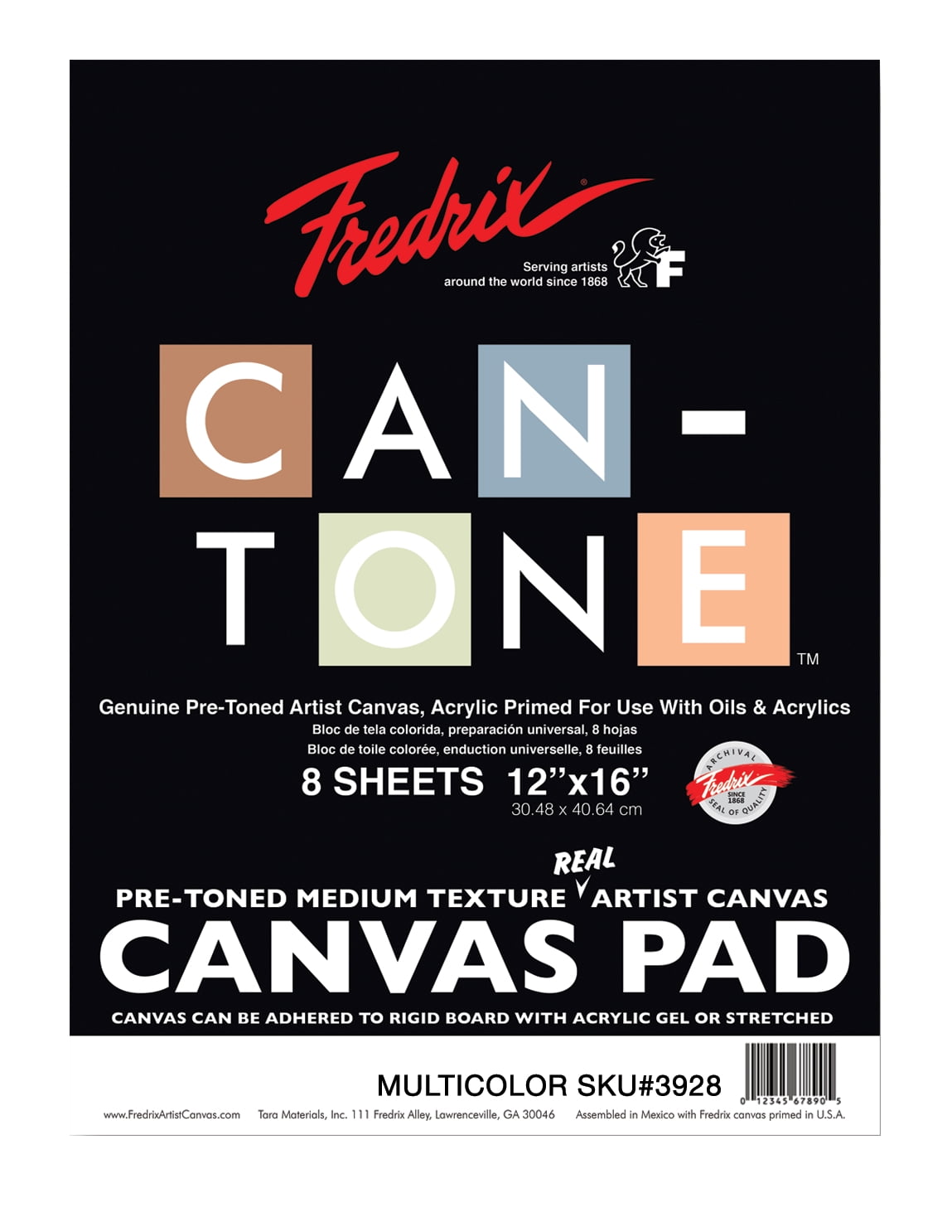 Fredrix Can-Tone Canvas Pads, Multicolor, 12 x 16 Inches - Walmart.com
