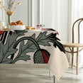 1pc Floral Black Red Poppy Flower Print Tablecloths rectangle, Machine ...