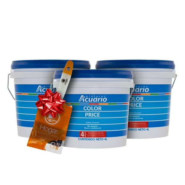 Pintura Vinil Acrílica Color Blanco 4 Años Color Price 12 Litros Brocha ...