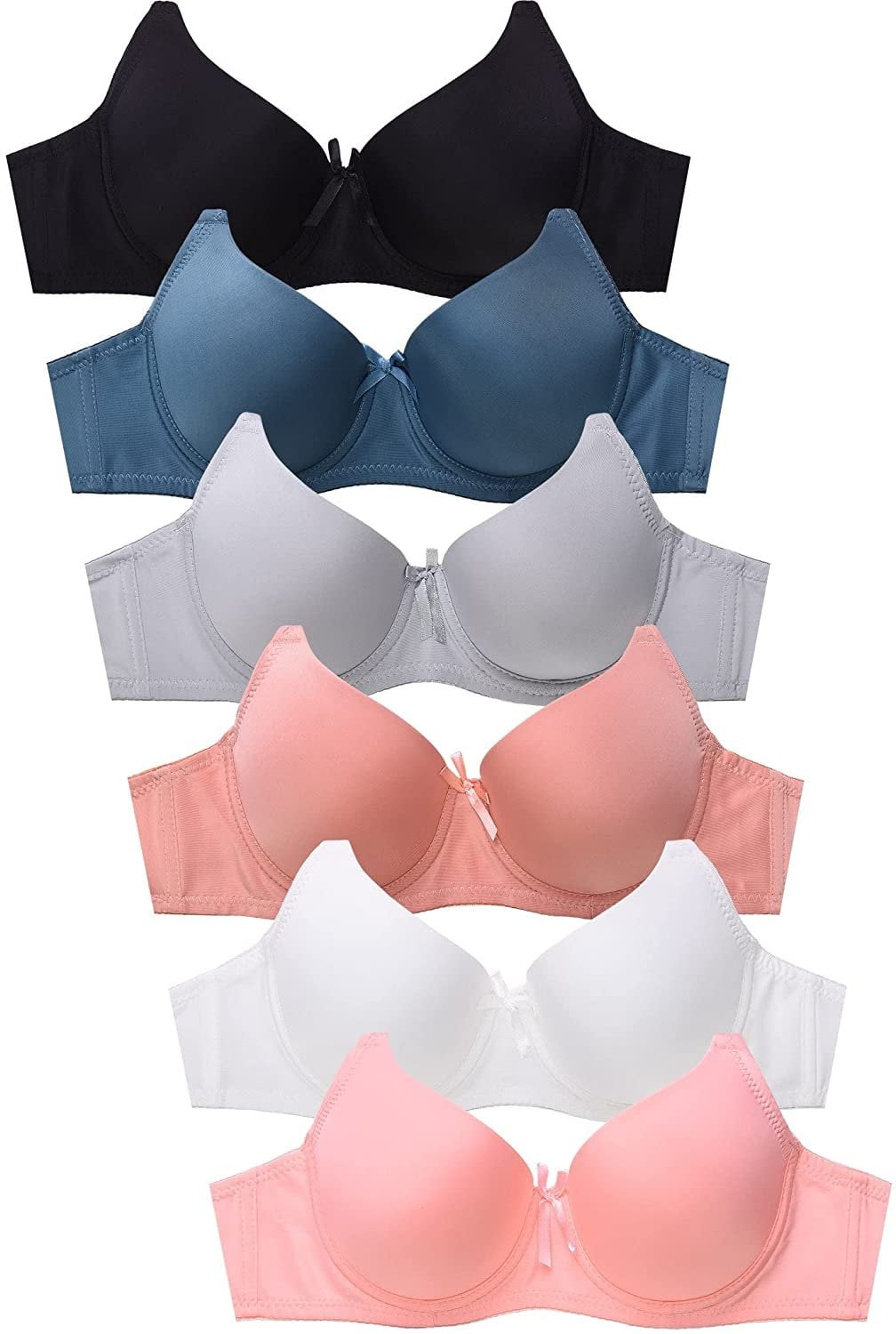 Women's Basic Plain Lace Bras Petite to Plus Size Pack of 6- Various ...