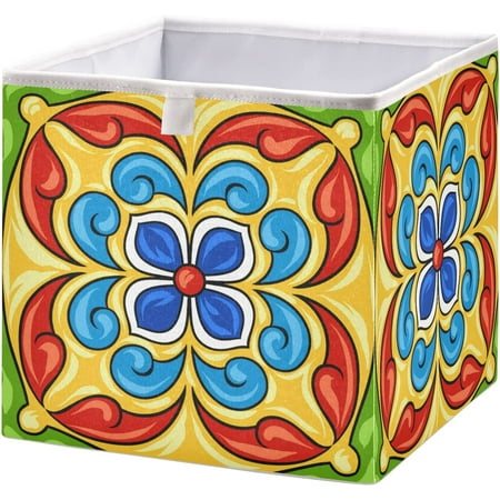 Mexican Ceramic Tile Ethnic Folk Ornament Square Collapsible Open ...